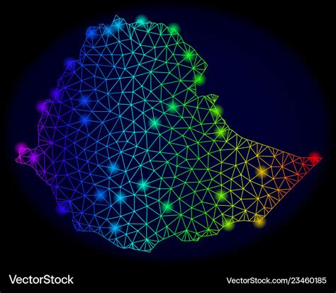 Polygonal Wire Frame Rainbow Mesh Map Royalty Free Vector
