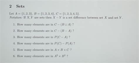 Solved 2 Sets Let A 1 2 3 B 1 2 3 4 C Chegg Com