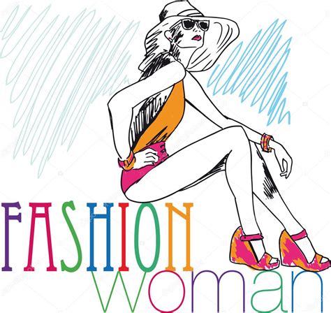 Dibujo De Chica De Moda Sexy Ilustración Vectorial — Vector De Stock