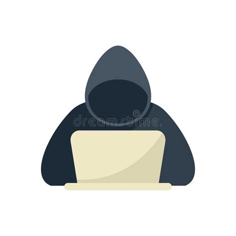 Hacker Using Laptop Wearing Hoodie With Faceless Avatar Stock