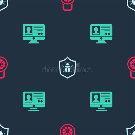 Set Safe Combination Lock System Bug And Create Account Screen On Seamless Pattern Vector