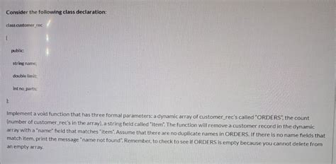 Solved Consider The Following Class Declaration Class Chegg