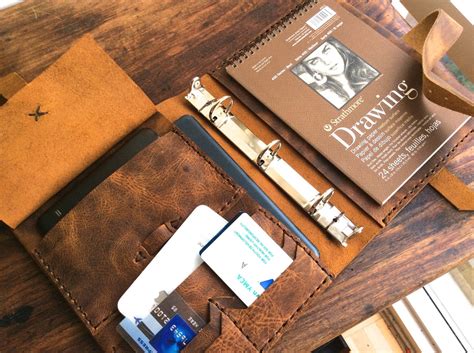 Leather Notebook A5 Leather Binder Planner Small Leather Organizer A5 Ring Binder Notebook