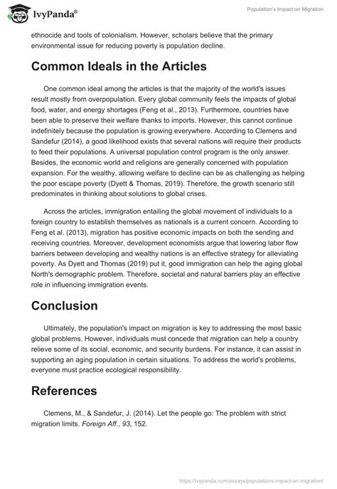 Populations Impact On Migration 585 Words Essay Example