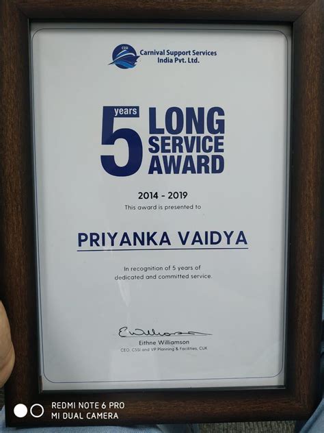 Priyanka Vaidya On Linkedin Recognition Longserviceaward Grateful