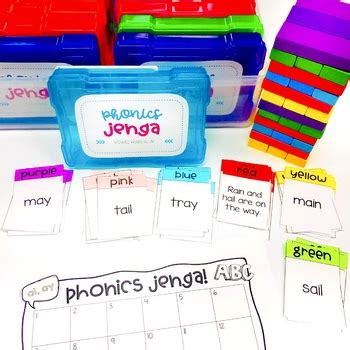 Phonics Long Vowel Pairs Jenga Games Language Arts Bundle Tpt