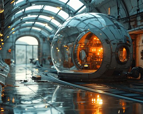 Cube Alien Space Ship Inside A Clear See Through Sphere Rmidjourney