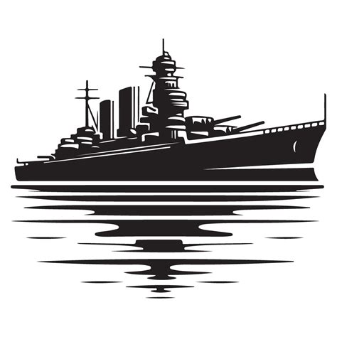 Battleship Silhouette On Water Reflection Military Strength
