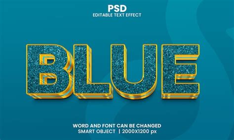 Premium PSD Blue Golden D Editable Text Effect Premium Psd With Background