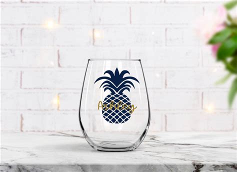 Pineapple Wine Glass Personalized Wine Glass Pineapple T