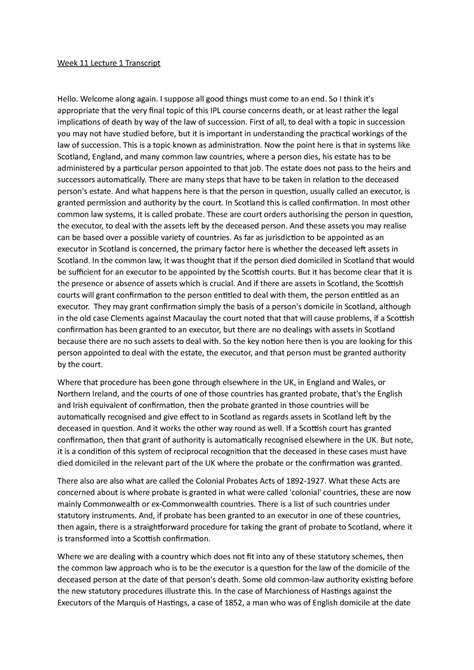 Week 11 Lecture 1 Transcript Week 11 Lecture 1 Transcript Hello