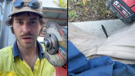 Tradie Nearly Loses His Manhood After Angle Grinder Breaks Loose And