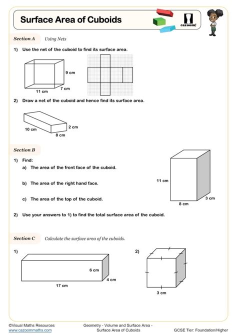 Surface Area Of Cuboids Worksheet Fun And Engaging Year 7 And Year 8