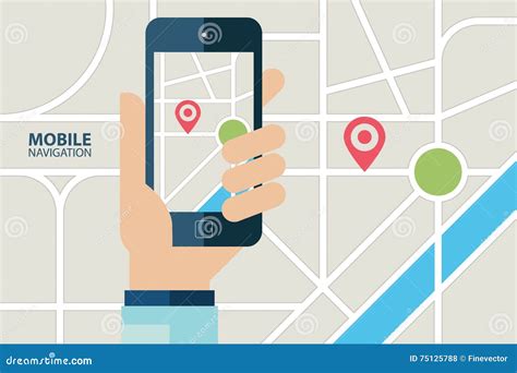 Gps Navigation Service Flat Line Icon Vector Illustration Set