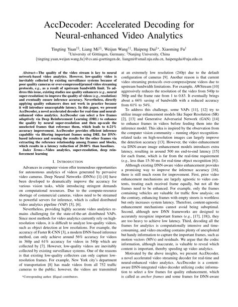 Pdf Accdecoder Accelerated Decoding For Neural Enhanced Video Analytics