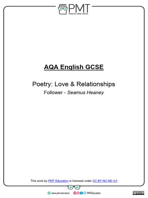 Follower Seamus Heaney Pdf Poetry Linguistics