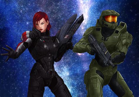 Commission Commander Shepard X Master Chief By Amenoosa On Deviantart