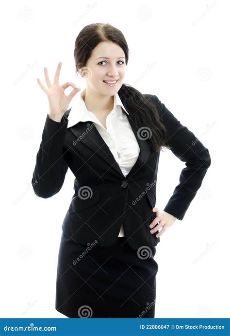 Portrait Of Business Woman Gesturing Okay Sign Stock Image Image Of