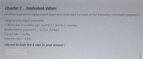 solved chapter 7 equivalent values find the equivalent