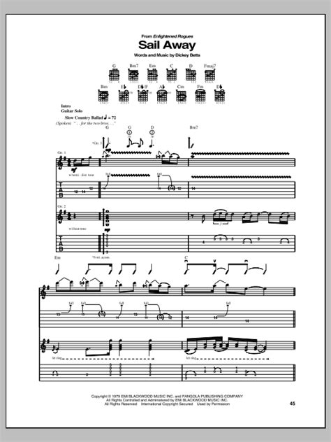 Sail Away By Allman Brothers Band Guitar Tab Guitar Instructor