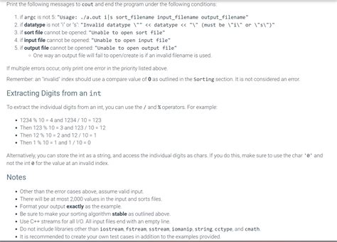Solved Error Handling Print The Following Messages To Cout
