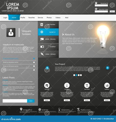 Web Design Elements Templates For Website Stock Vector Illustration