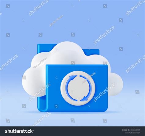 3d Folder Clouds File Sync Icon Stock Vector Royalty Free 2262610915