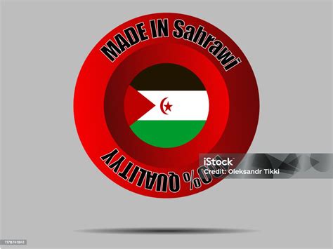 서사하라 또는 사라위 아랍 민주 공화국 국기 내부 만든 버튼 내부 배경에 격리됩니다 원래 색상과 비율 크리에이티브 벡터 일러스트레이션 국가 집합 브랜드 로고 웹 국가 지리적