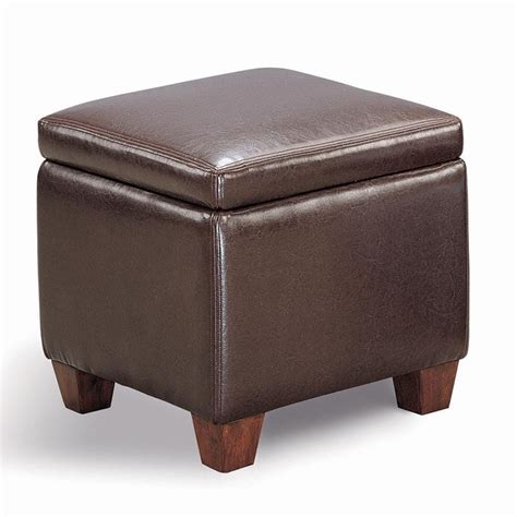 Arthur Cube Shaped Storage Ottoman Dark Brown Xoom Furniture