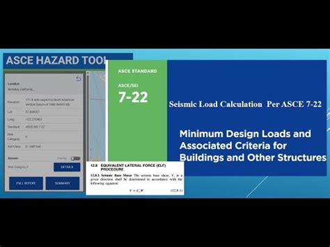 Seismic Load Calculation Per Asce 7 22 Youtube