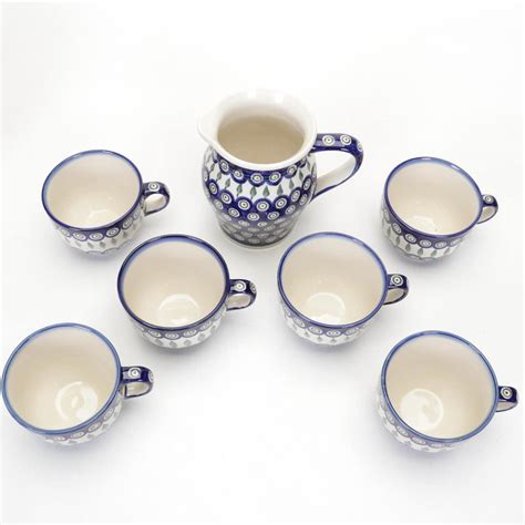 Polish Boleslawiec Handmade Pottery With Peacock Leaves And More