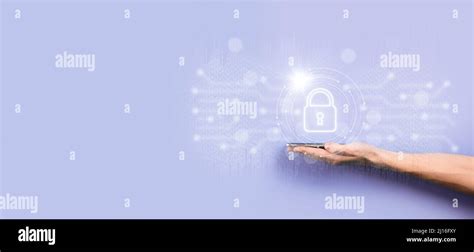 Cyber Security Network Padlock Icon And Internet Technology Networking Businessman Protecting