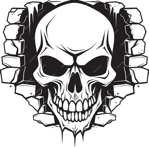 Premium Vector Enigmatic Fissure Skull Vector In Cracked Wall Symbol
