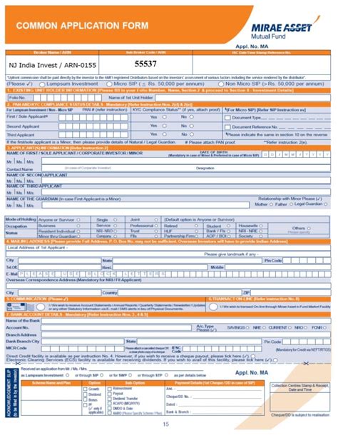 Mirae Asset Mutual Fund Common Application Form