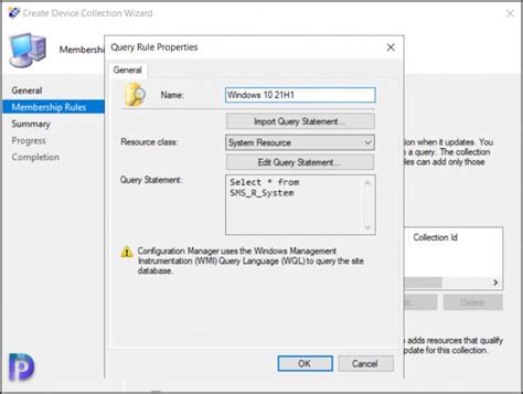 create sccm windows 10 21h1 device collection