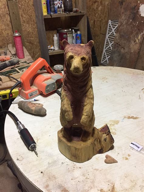 Bear Chainsaw Carving Cedar Wood Carving Sculpture Handmade