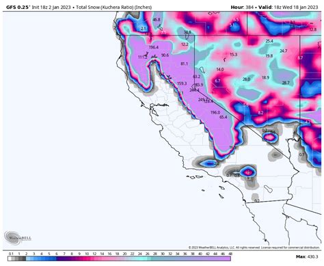 Todays 18z Gfs Shows Up To 36 Of Rain And 430 Of Snow In Parts Of