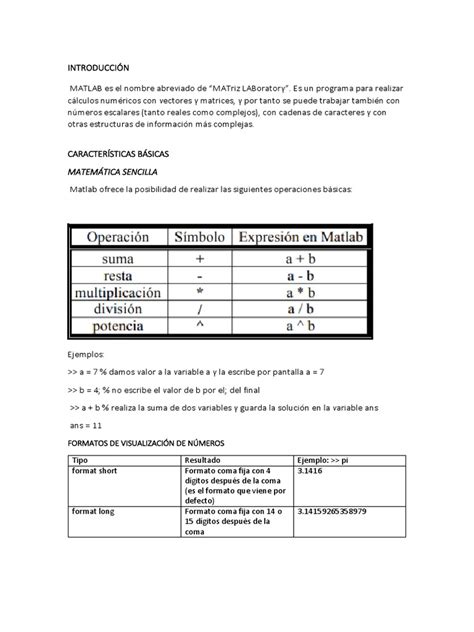 Comandos Del Matlab Pdf Matriz Matemáticas Pi