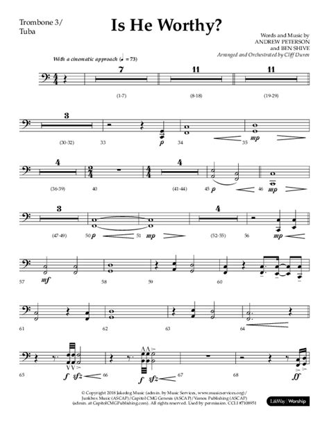 Is He Worthy Choral Anthem Satb Trombone Tuba Sheet Music Pdf