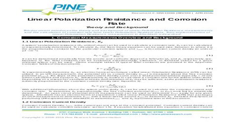 Pdf Linear Polarization Resistance And Corrosion Rate · Linear