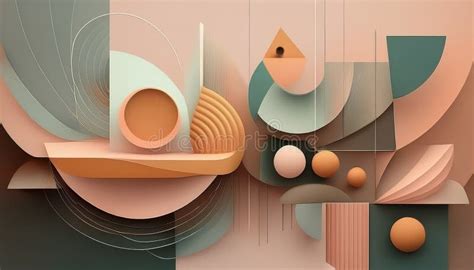 Abstract Fusion Of Geometric And Organic Shapes Colorful Yet Balanced Stock Illustration