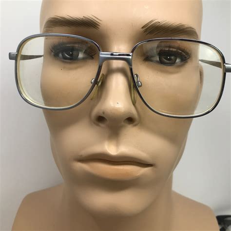 Vintage Mens Eyeglasses Glasses Frames Silver Square Metal Etsy