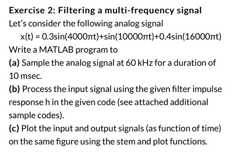 Solved Exercise 2 Filtering A Multi Frequency Signal Lets