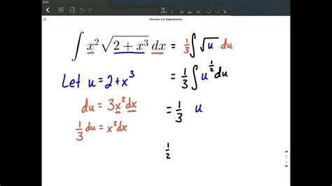 U Substitution Integration With A Square Root Youtube