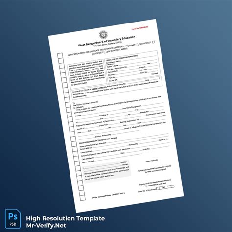 West Bengal Board Duplicate Registration Certificate Template