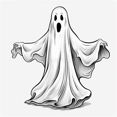Hand Drawn Halloween Ghost Characters Spooky Art Stock Illustration