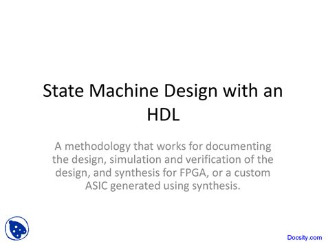 Machine Design Hdl Design Lecture Slides Docsity