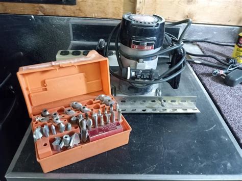 Sears Router And Case Of Router Bits