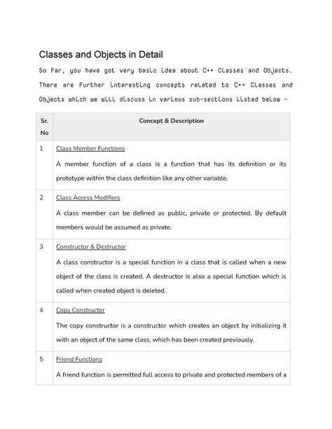 Classes And Objects In Detail There Are Further Interesting Concepts Related To C Classes