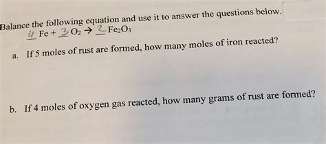 Solved Balance The Following Equation And Use It To Answer